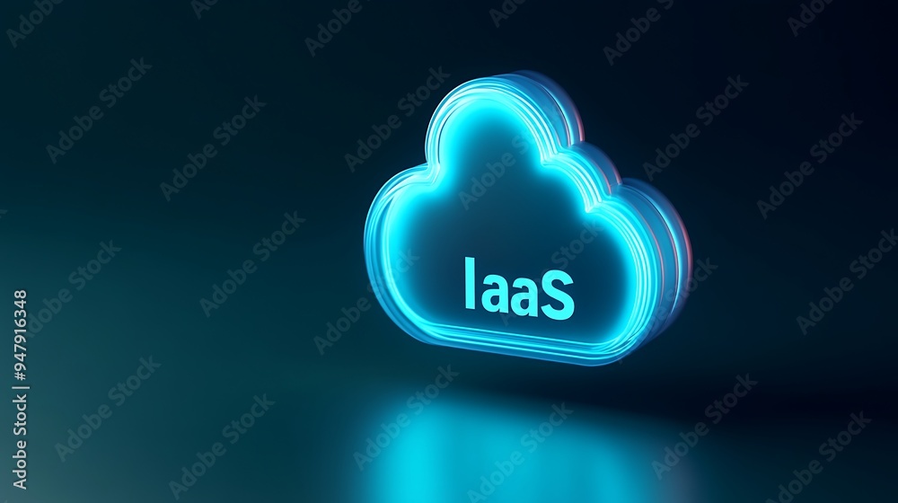 Glowing cloud icon with IaaS text, representing Infrastructure as a ...