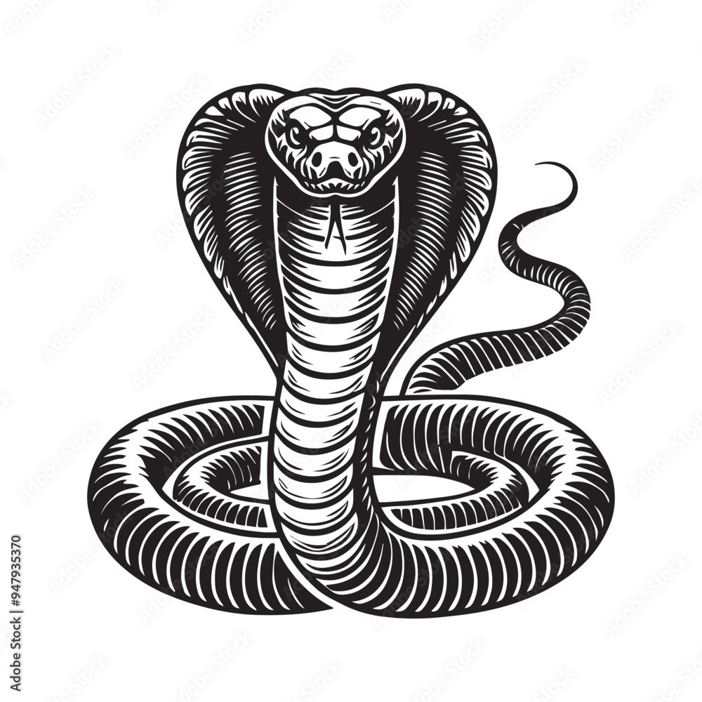 Cobra silhouette - King Cobra snake Clipart - A Majestic Coil Cobra ...