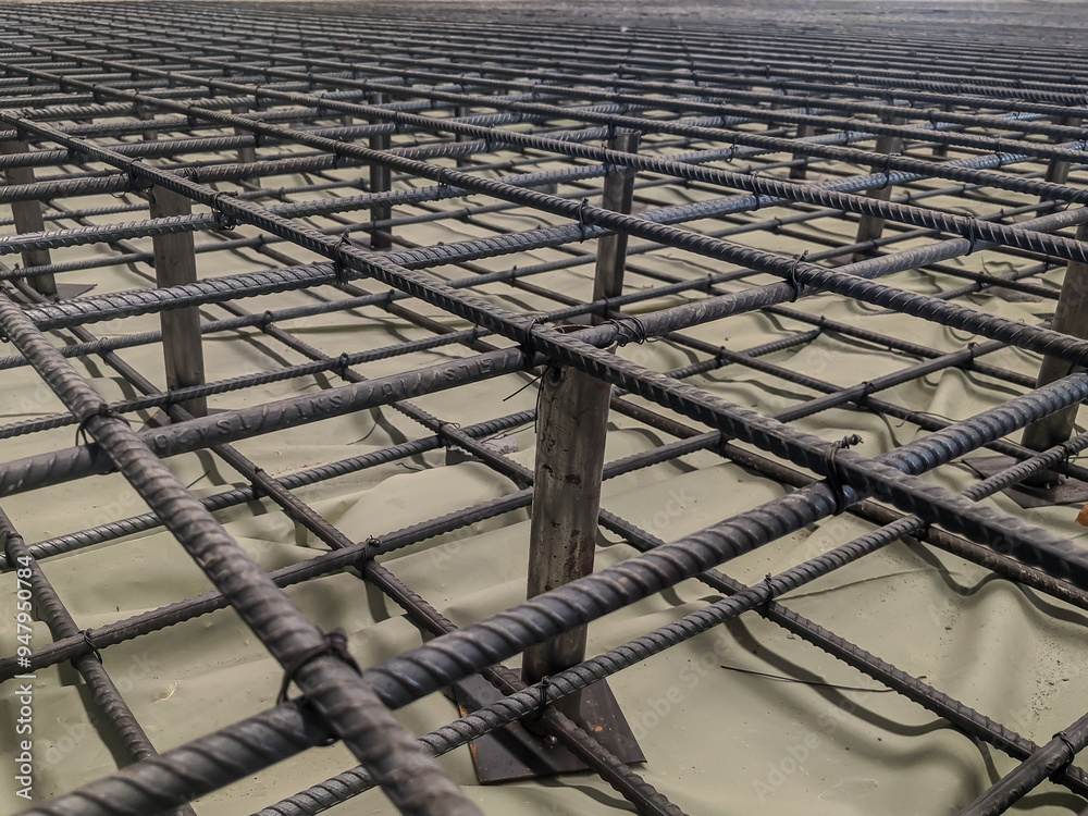 Concrete decking as a support is attached to the formwork iron ...