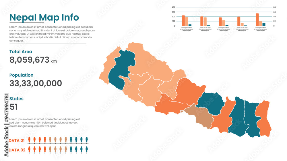 Nepal political map of administrative divisions states, Colorful states ...