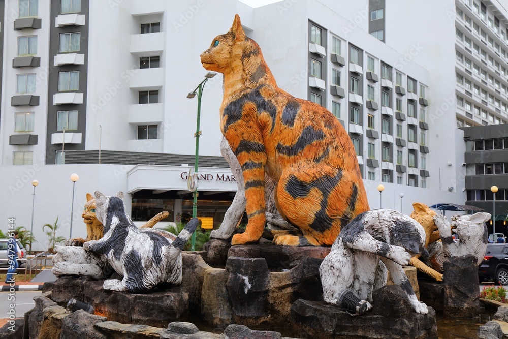 KUCHING, MALAYSIA - MARCH 8, 2024: Cat monument of Kuching, capital ...