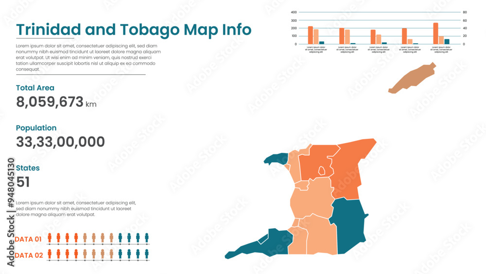 Trinidad and Tobago political map of administrative divisions states ...