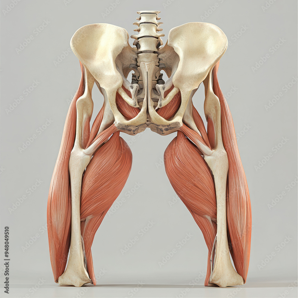 The anatomy of the thigh and hip muscles of the human body Stock Photo ...