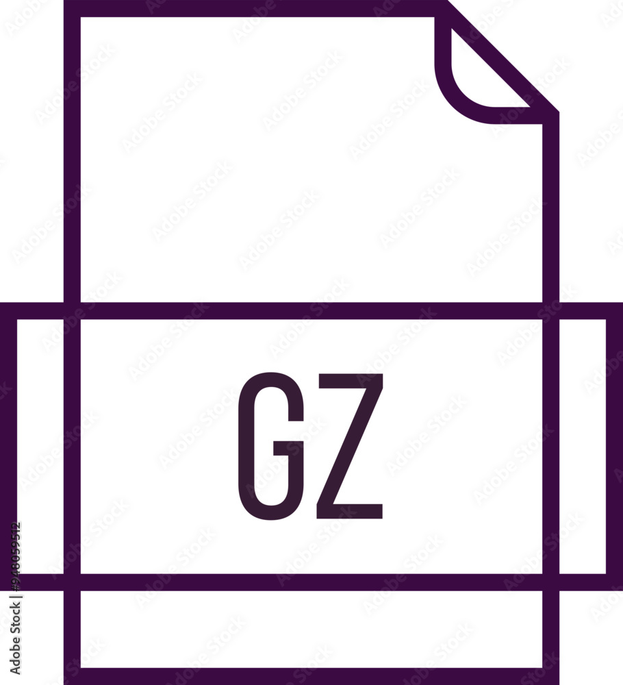 GZ File icon thick outline sharp corners Stock Vector | Adobe Stock