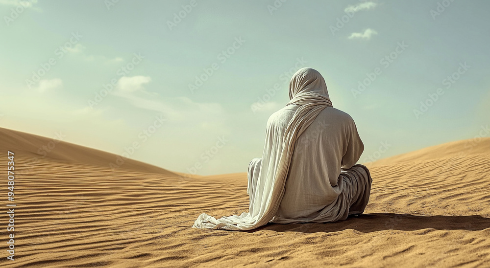 Stock-Foto „Jesus Christ Praying. Judean Desert, Lonely Man, Apostle ...