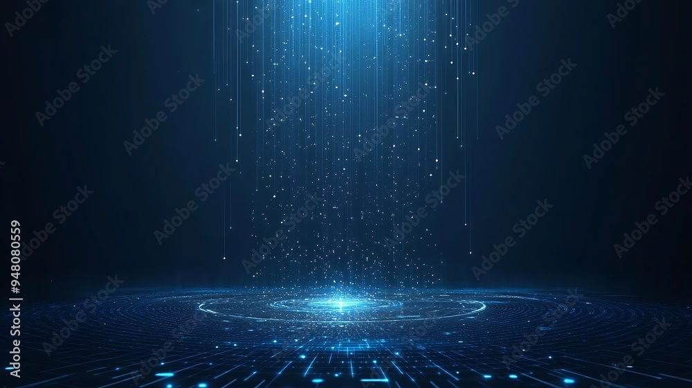 Futuristic digital technology background with glowing blue particles ...