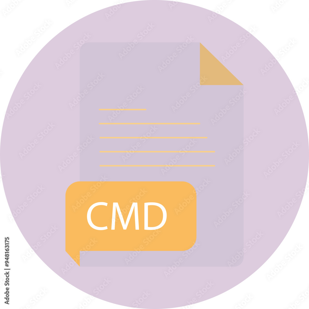 CMD File extension icon black color crisp corners circular shape Stock ...