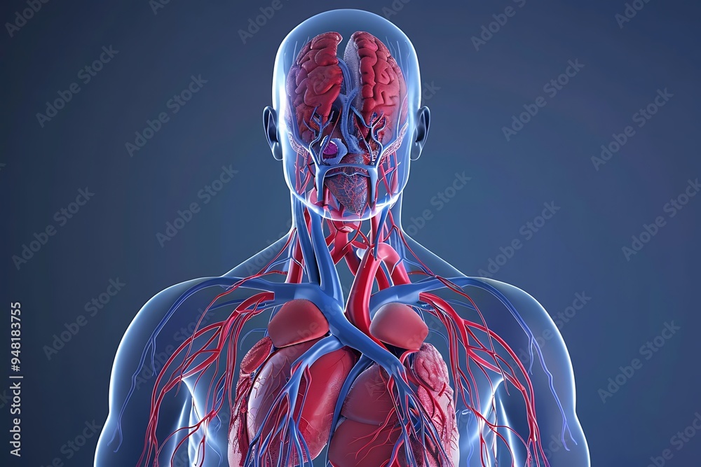 scientific illustration of human body elaborating networks of ...
