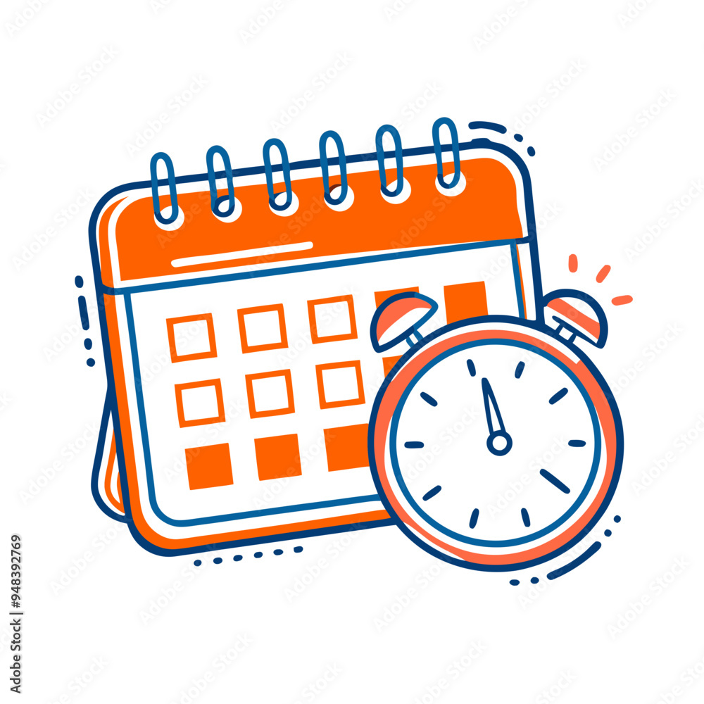 Schedule Meeting Icon, Modern Line Art Style, Calendar and Alarm Clock ...