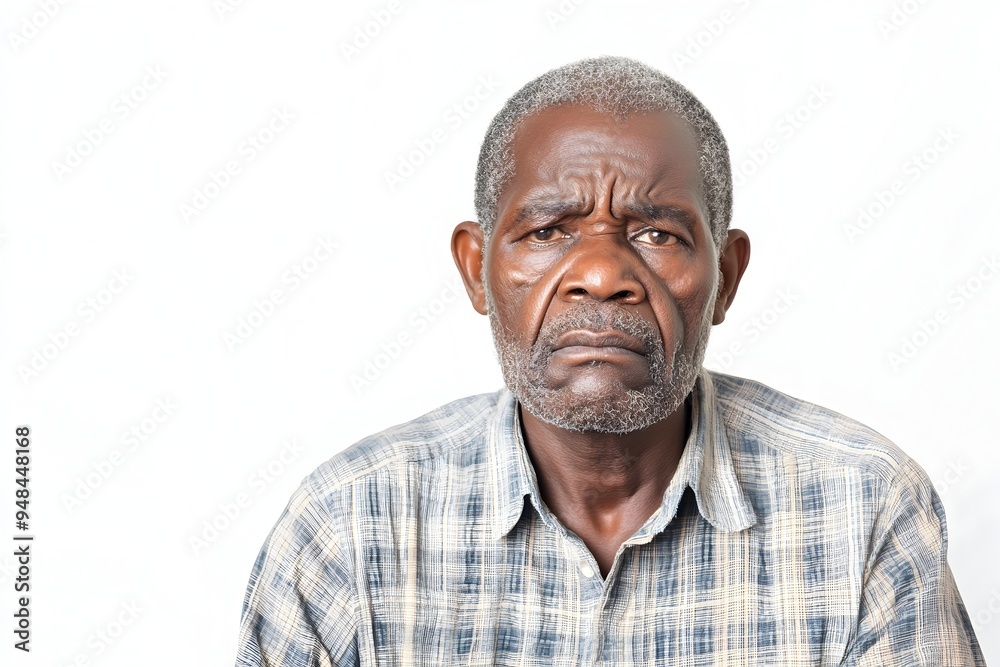 Stoic and Weathered African Elder Expressing Thoughtful Concern 3D ...