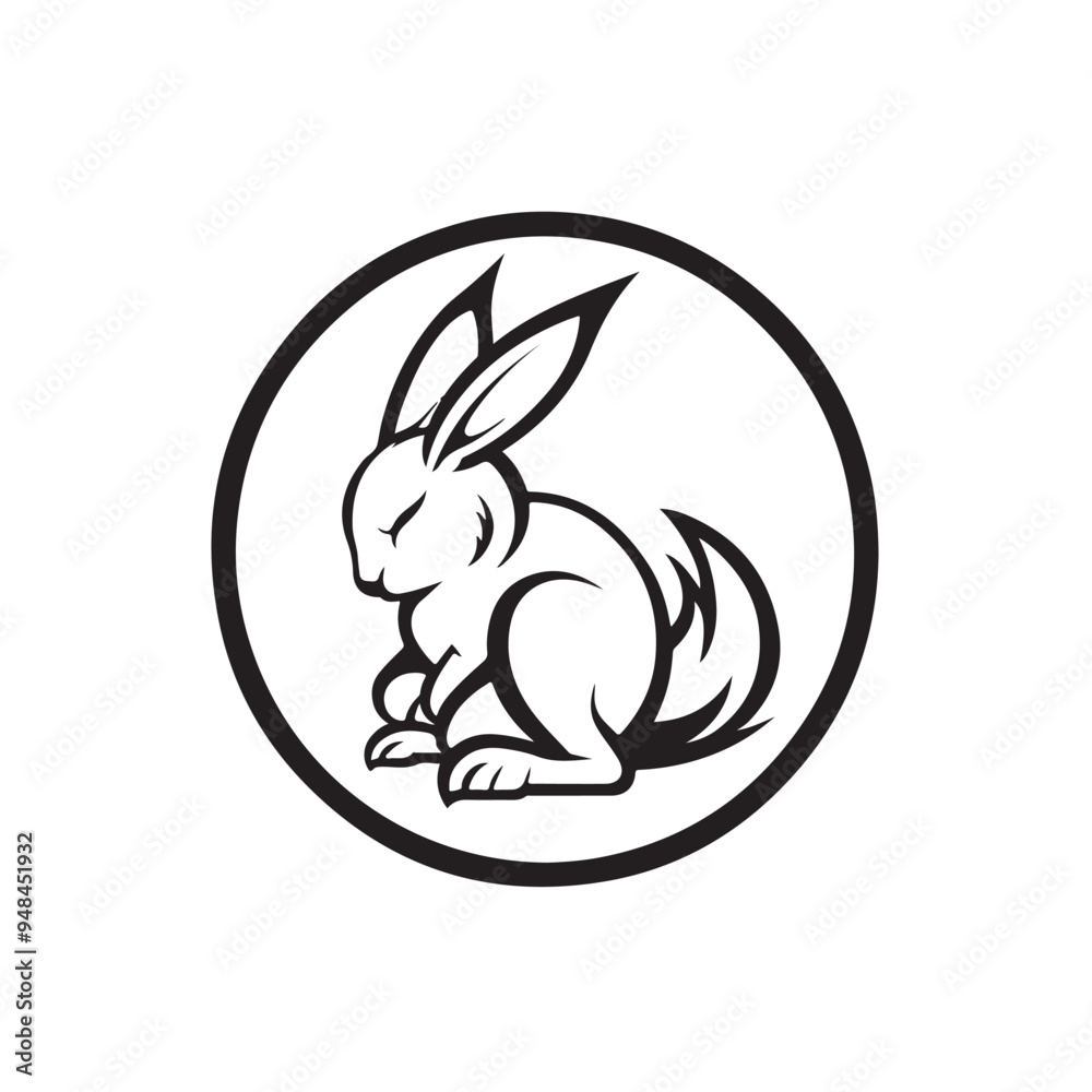 Arctic Hare Logo or Symbol with Circle Vector Art for Branding and ...