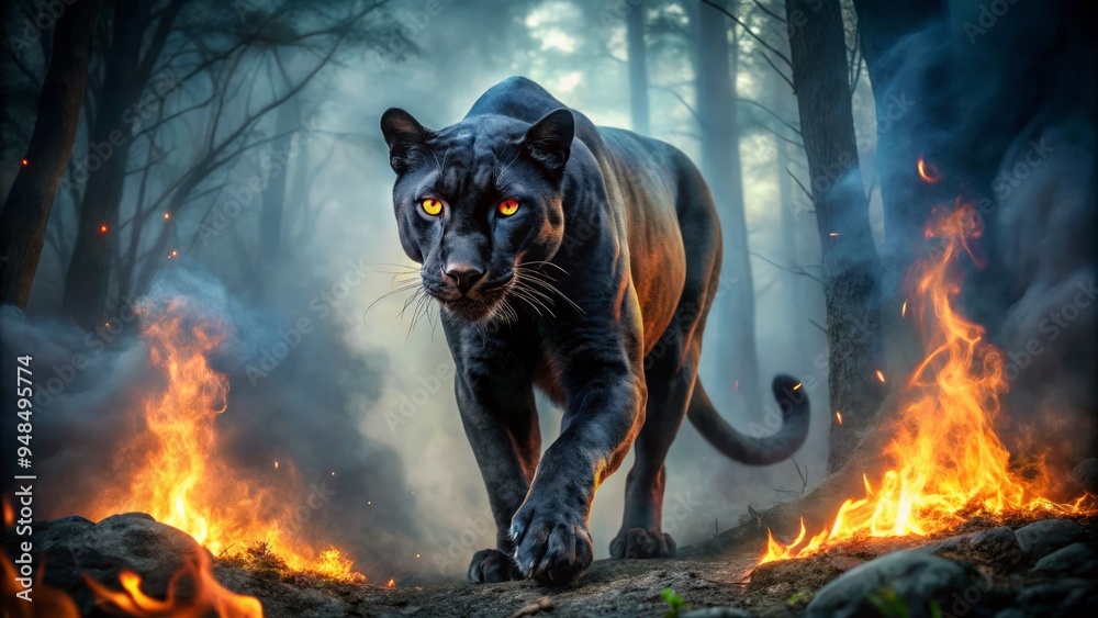 The shadows of the forest come alive as a panther's form takes shape ...