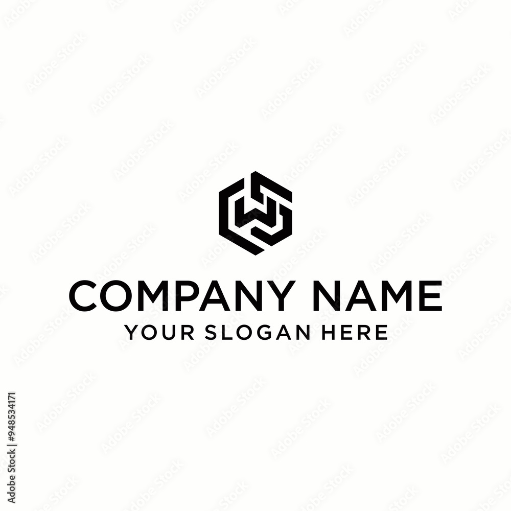 CWS letter logo in the form of hexagons and cube logos with letter ...