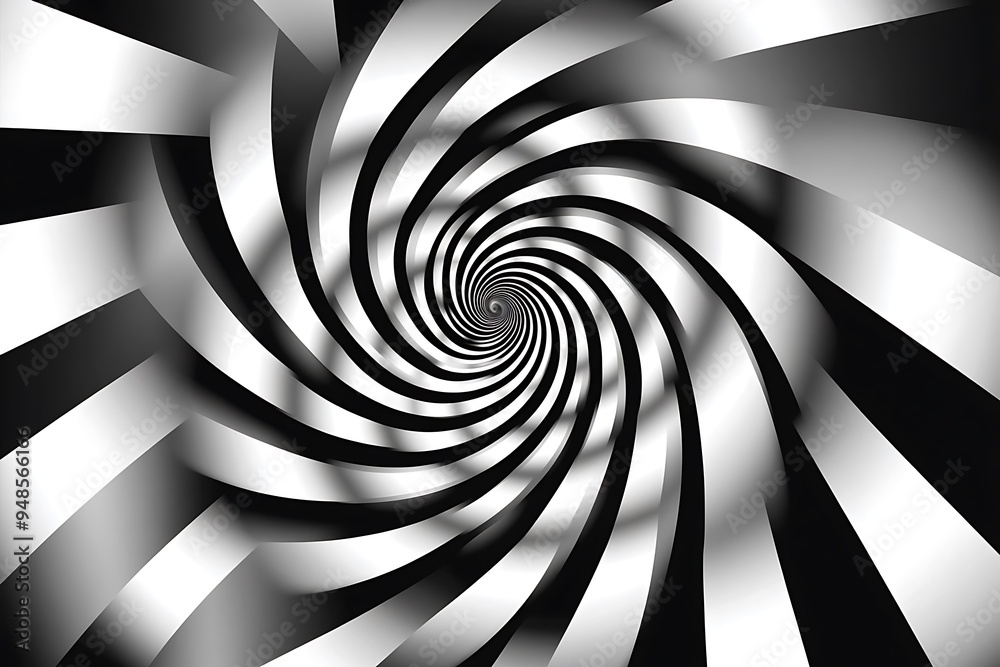 Hypnotic Monochrome Spiral - Abstract Op Art Vector Illustration with ...