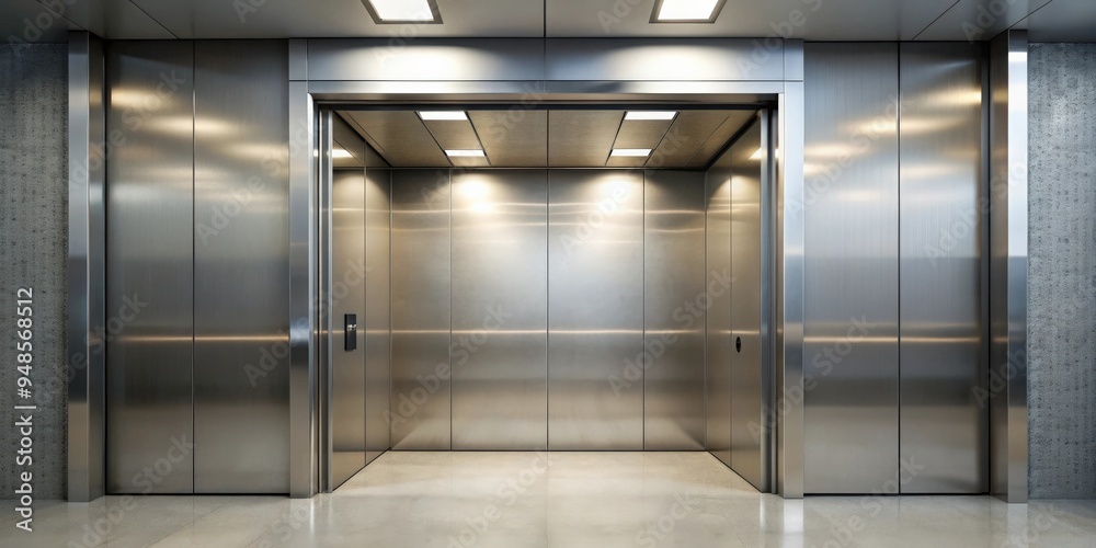 Empty elevator cabin with closed doors , interior, transportation ...