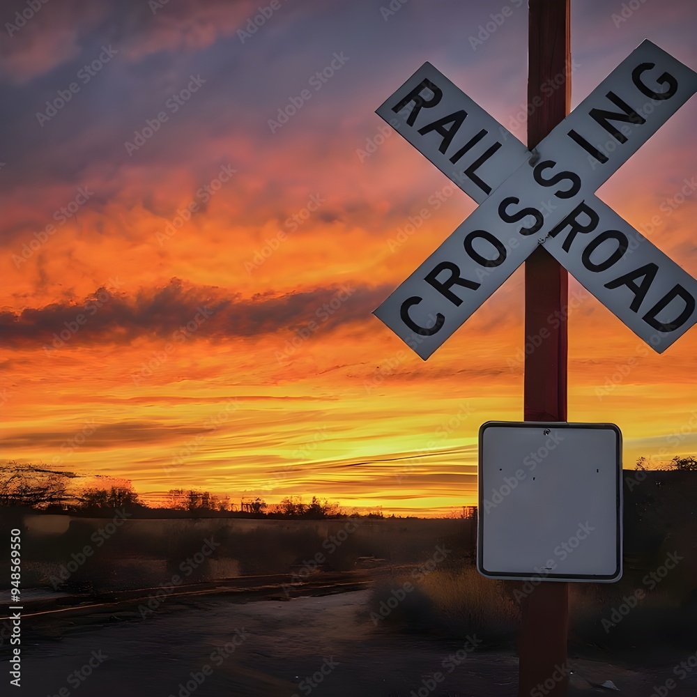 railroad crossing sign Stock Illustration | Adobe Stock