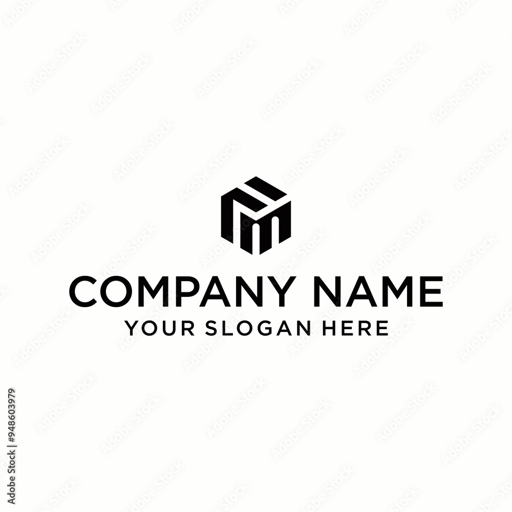 FM letter logo in the form of hexagons and cube logos with letter ...