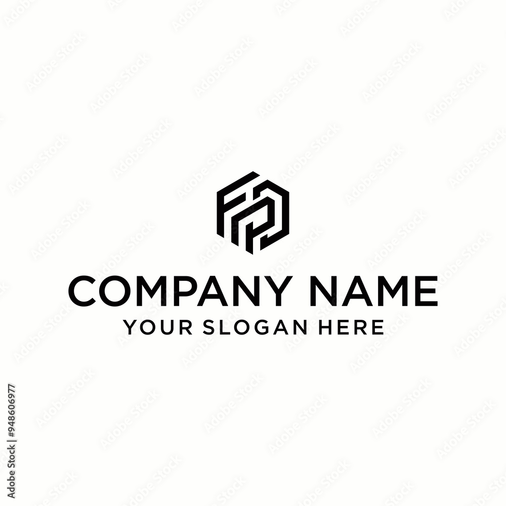 Photo Stock FPD letter logo in the form of hexagons and cube logos with ...