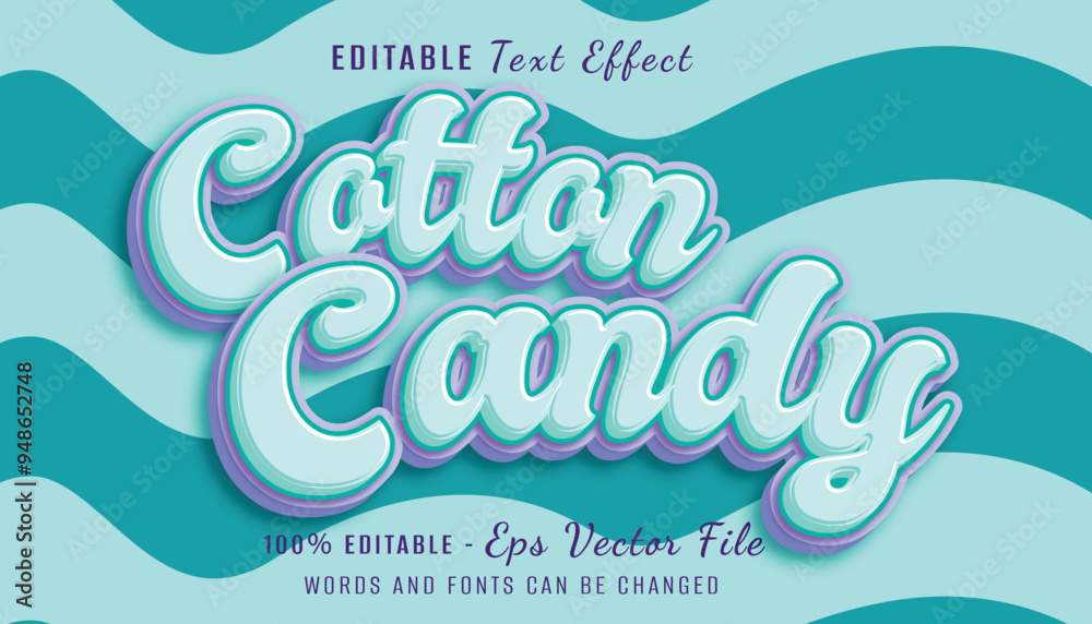 cotton candy 3d text effect design Stock Vector | Adobe Stock