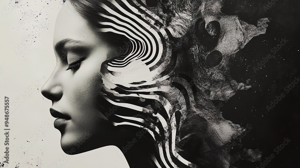 Dynamic Duality: Monochrome Artwork Featuring Smooth Profiles and ...