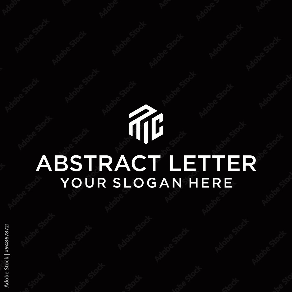 RIC letter logo in the form of hexagons and cube logos with letter ...