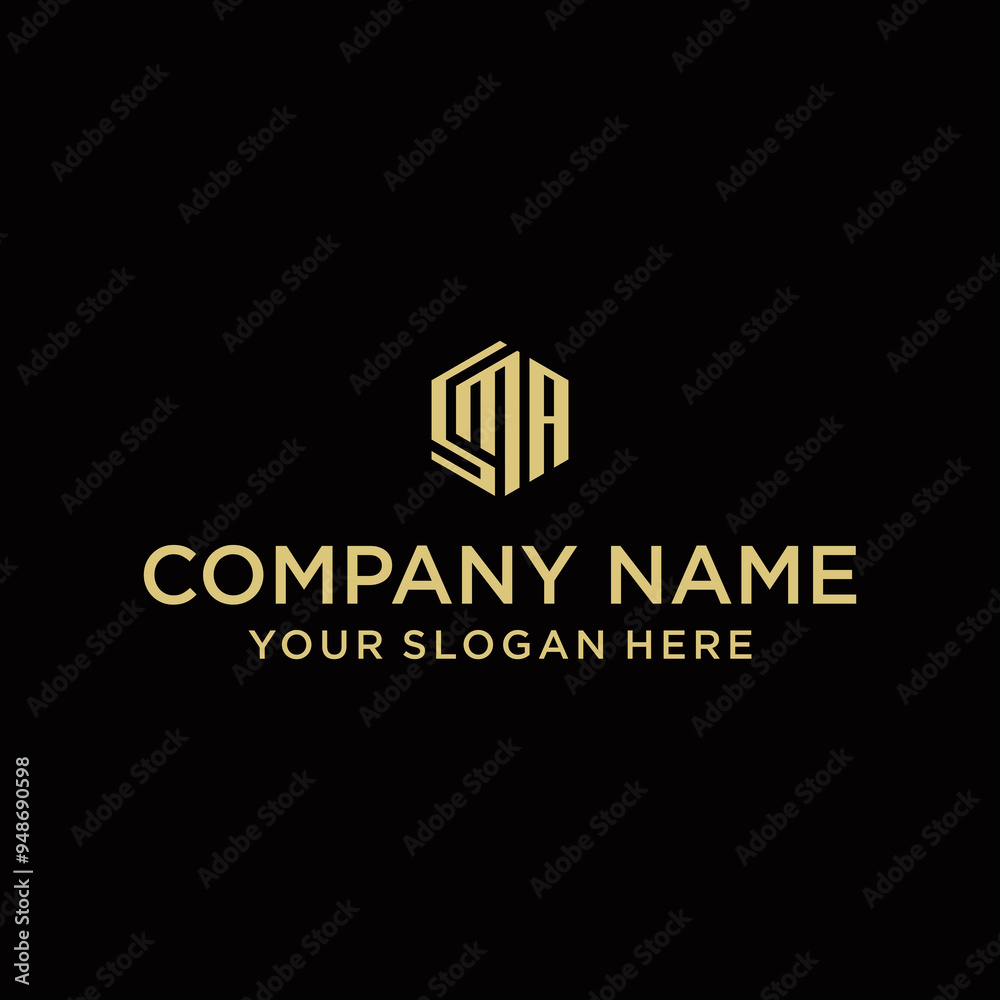 SMA letter logo in the form of hexagons and cube logos with letter ...
