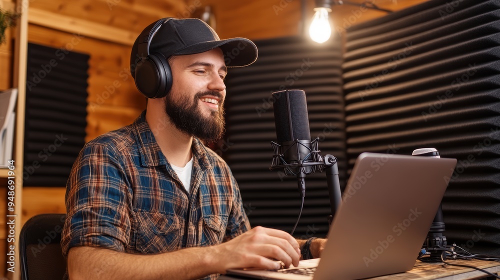 Content creators are recording podcasts using professional microphones ...