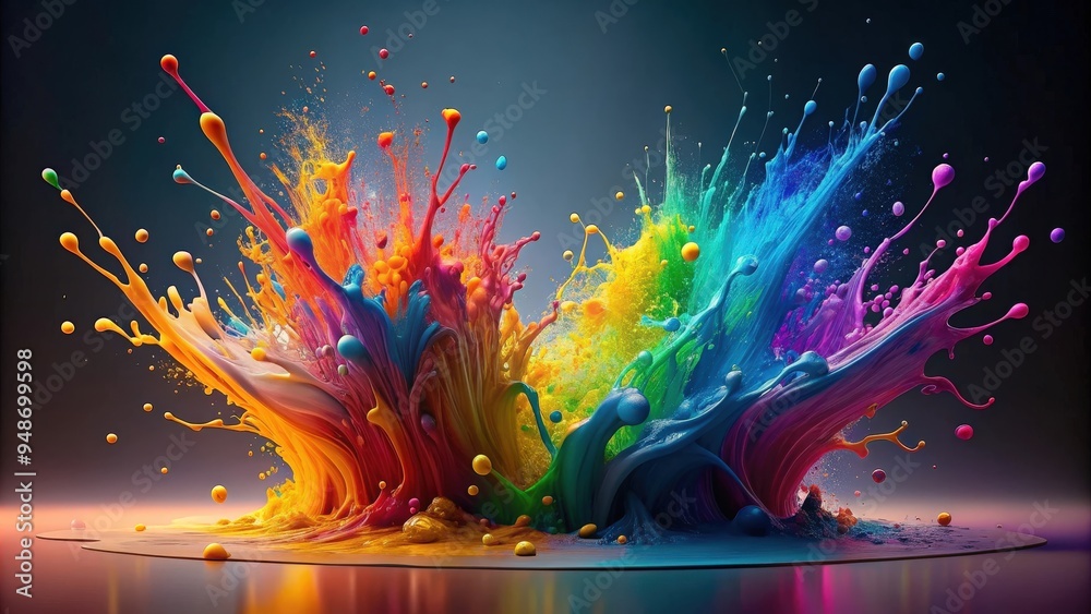 Colorful paint splash creating a fantastic realism effect on an 8K ...
