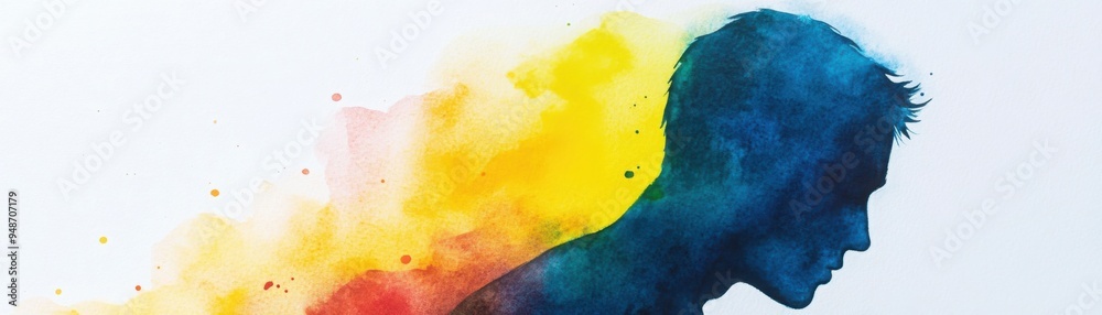 Expressive watercolor of a person weighed down by depression ...