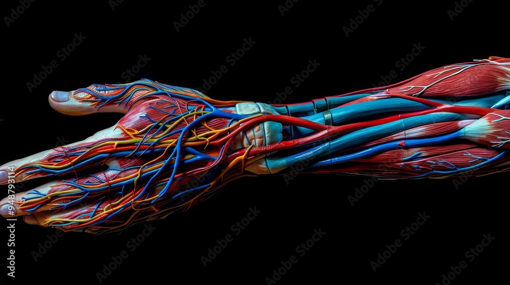 ภาพถ่าย Stock Detailed cross section of a human arm showcasing muscles ...