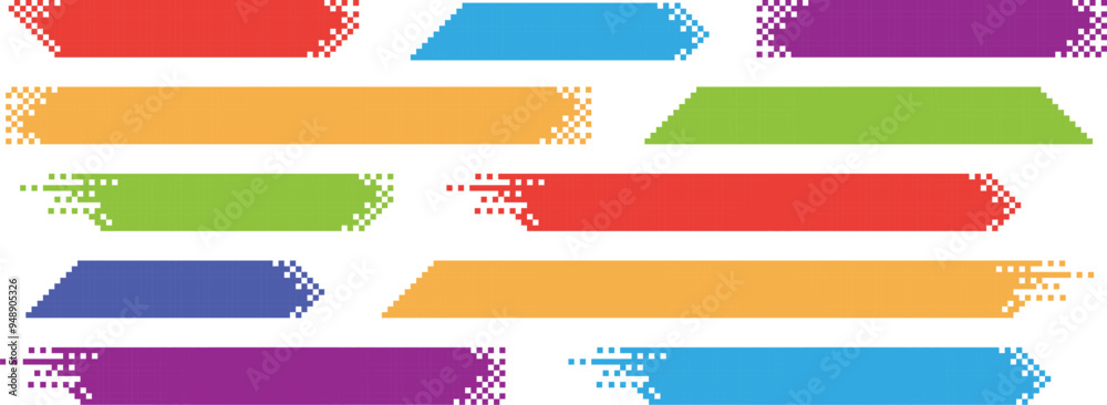 Pixel banner. Header, footer color layout with mosaic edges. Horizontal ...