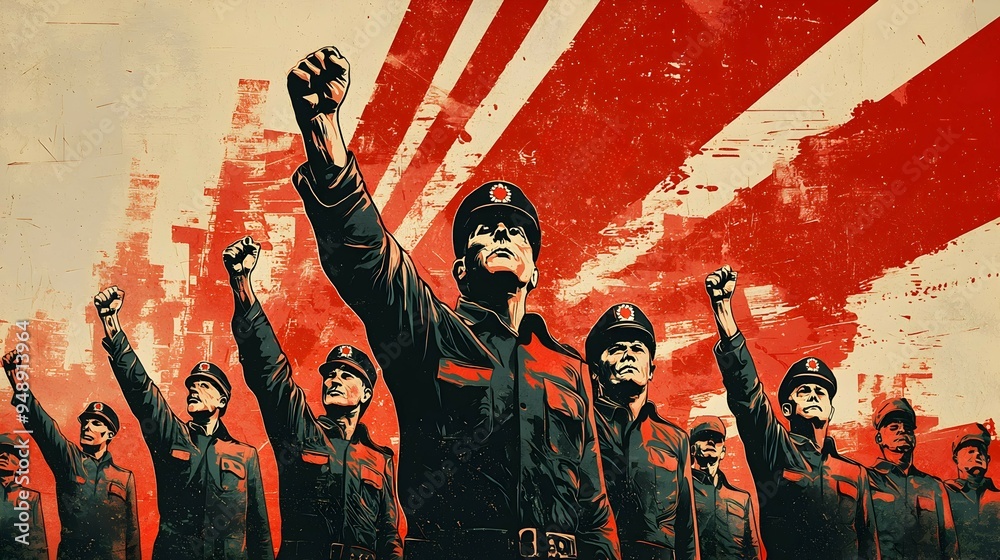 Soviet Propaganda Poster Red Army Soldiers Stock Illustration | Adobe Stock