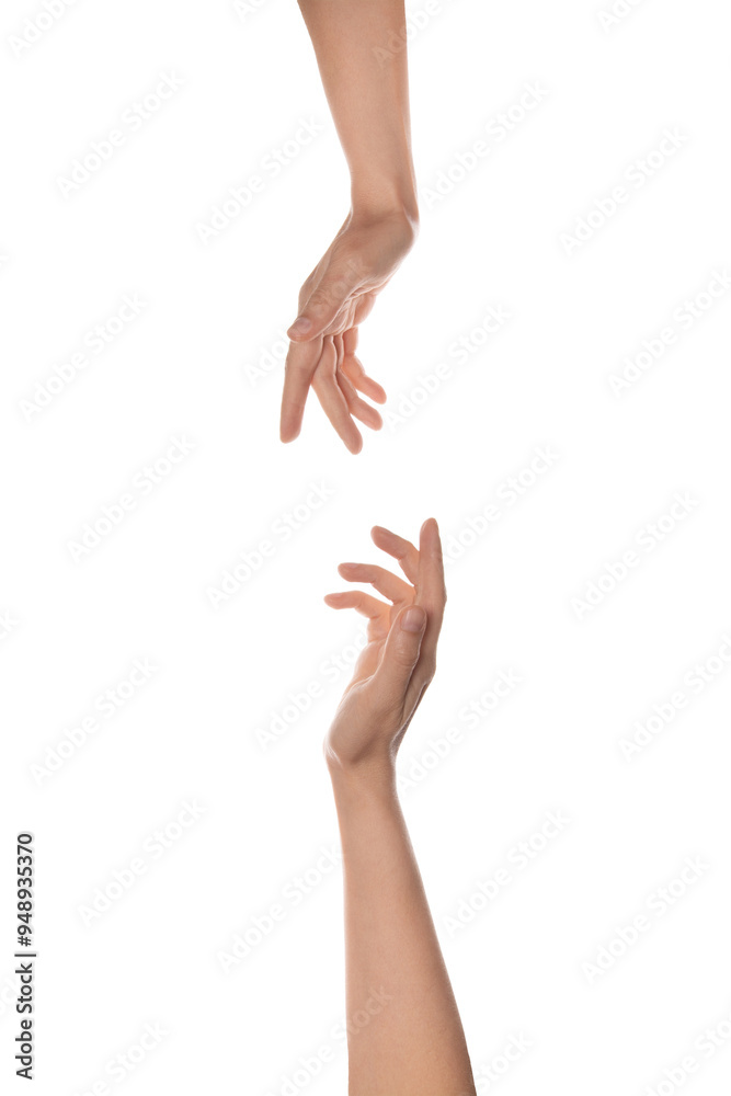 Gentle hands reaching to each other isolated on png transparent ...