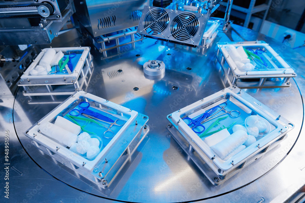 Medicine factory, automated line for sterilization of medical ...