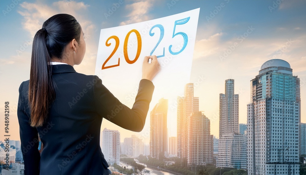 Businesswoman who wants to start the year 2025. Concept of new ...