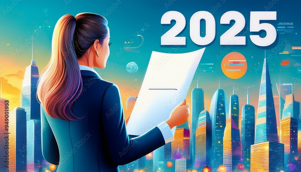 Businesswoman who wants to start the year 2025. Concept of new ...