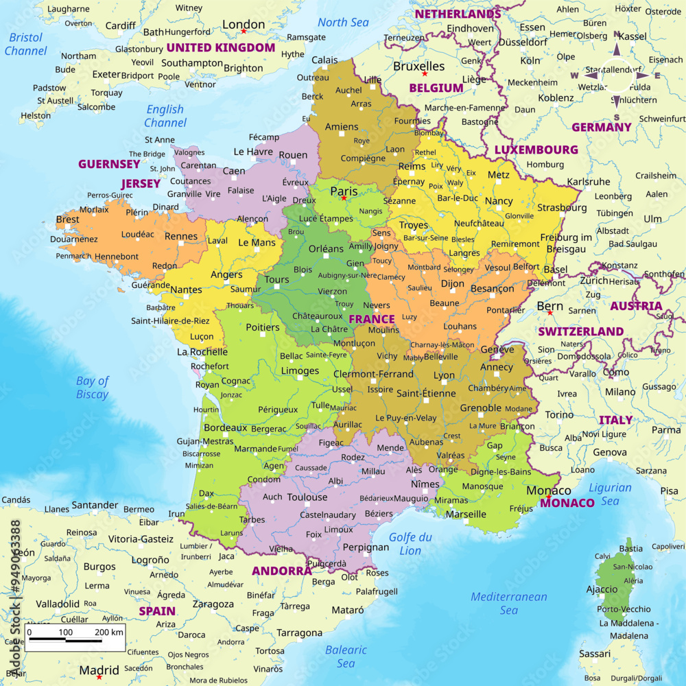 Poland political map with capital , cities, towns, national borders ...