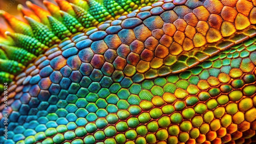 Vibrant, intricate patterns on scaly reptile skin, showcasing ...
