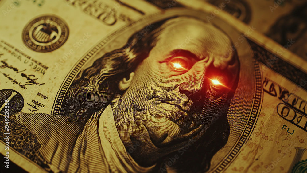Photo Stock Benjamin Franklin With Laser Eyes - Bitcoin, money, dollar ...