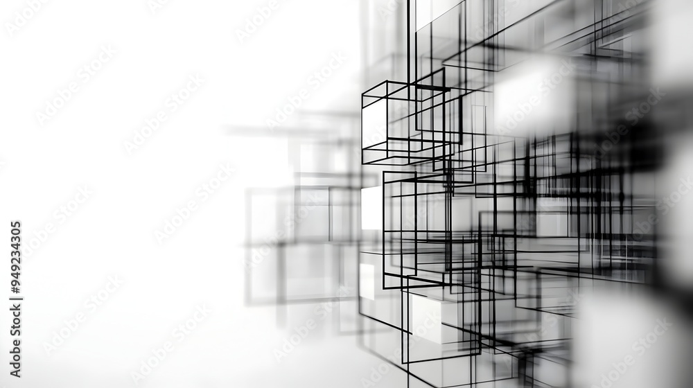 Intricate Futuristic 3d Wireframe Structure Of A Sleek Minimalist Website Layout Concept Stock