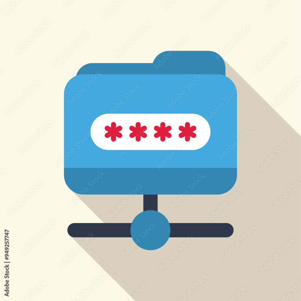 Folder with a password protected login is shown connected to a server ...