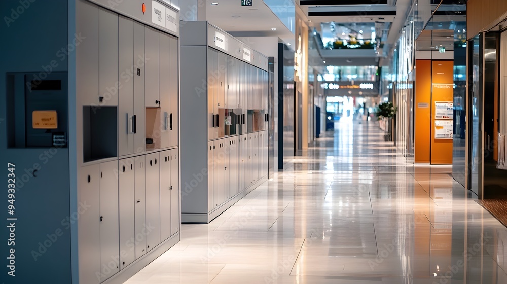 Photograph showcasing IoT connected smart lockers installed in a ...