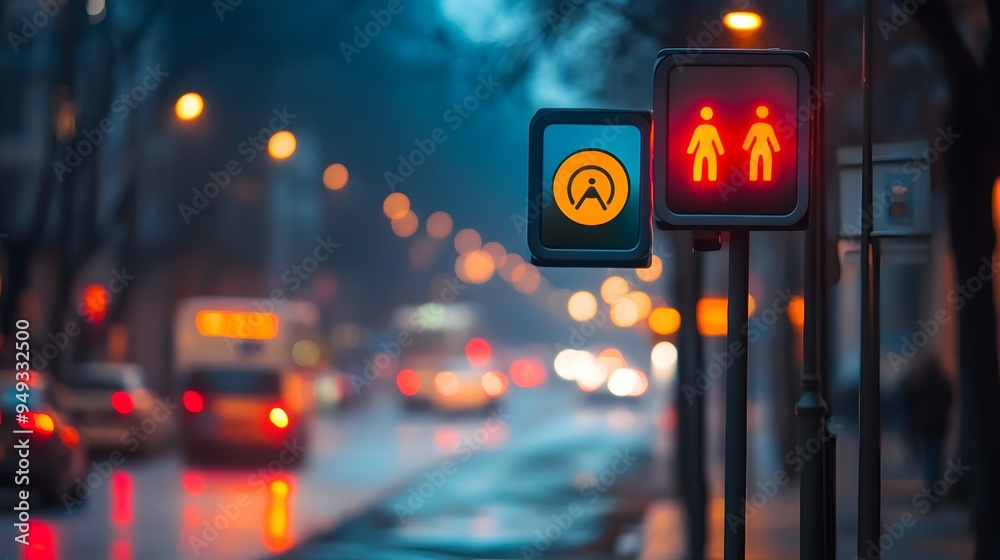 Photograph of smart traffic signs equipped with IoT technology ...