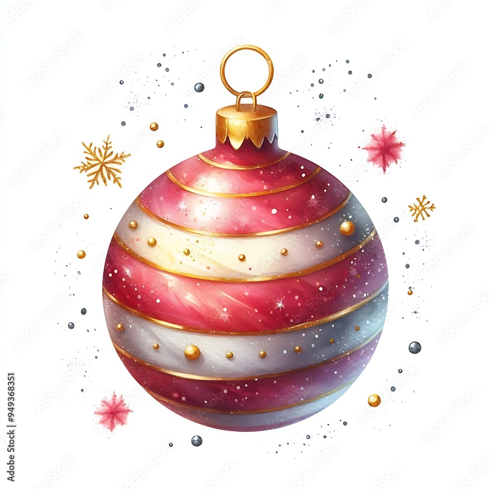 Christmas ball, watercolor clipart illustration with isolated ...
