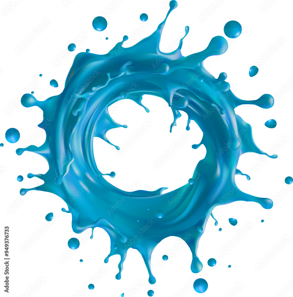 Water Splash Top View isolated on white background Realistic Vector ...