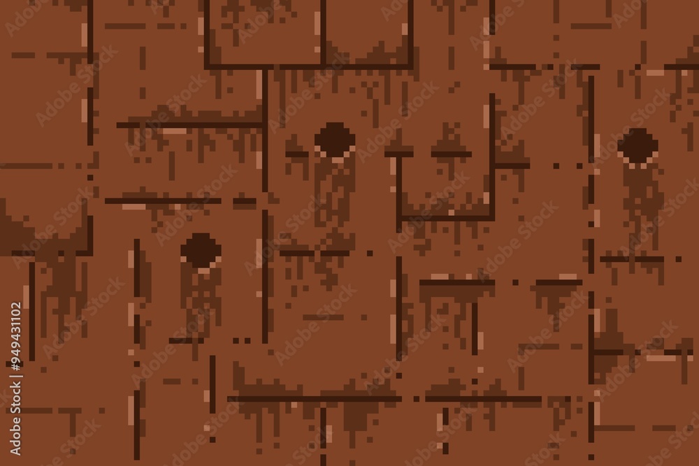 Pixel art Tileset assets for game . 2D Dungeon Steel Brown Wall Texture ...