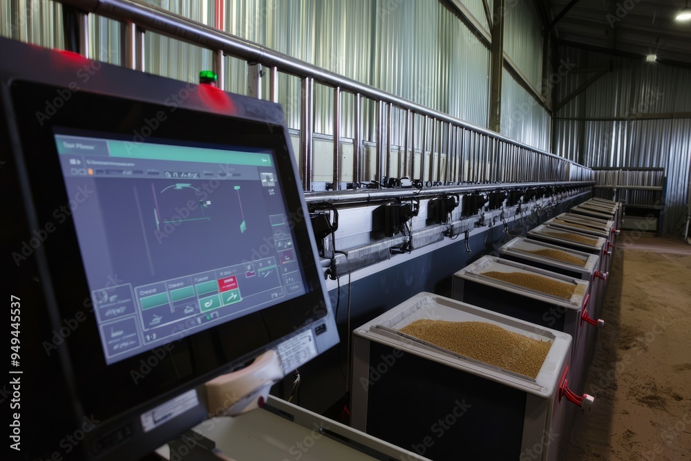 Robotic feeder system in a cattle ranch delivering feed to multiple ...
