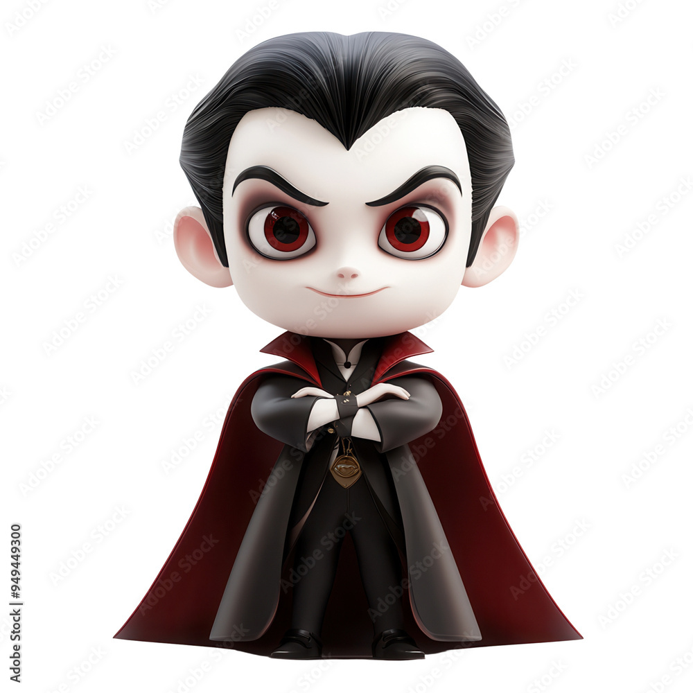 Cute cartoon vampire character in a black and red cape, perfect for ...