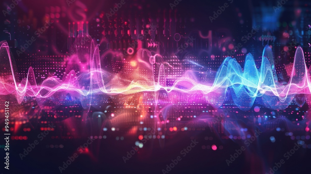 Dynamic vibration wallpapers and sound wave frequencies. AI generated ...