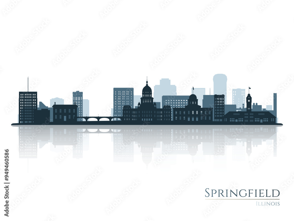 Springfield skyline silhouette with reflection. Landscape Springfield ...
